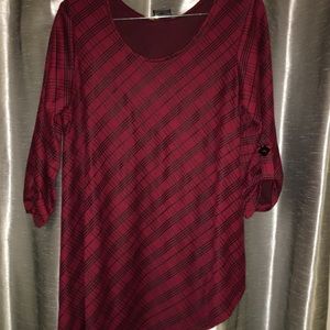 Cal Style | Tops | Cal Style Red Plaid Swing Top Wasymmetric Hem | Poshmark